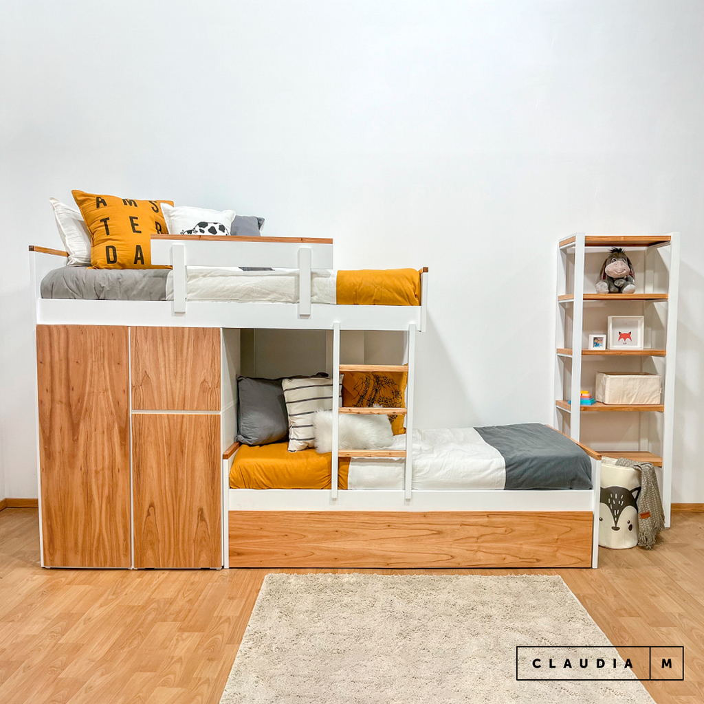 Cucheta Desplazada RE90 con ropero, escritorio y mesa de luz