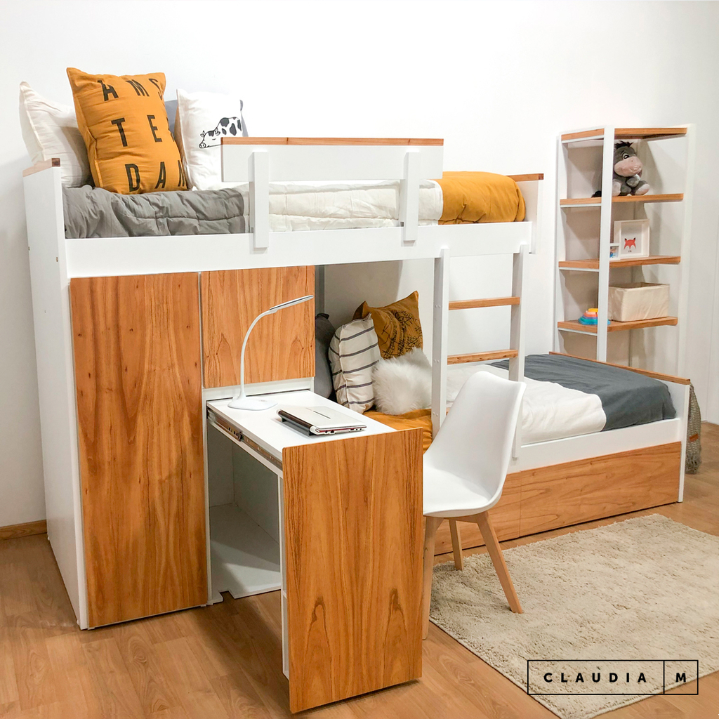 Cucheta Desplazada RE90 con ropero, escritorio y mesa de luz