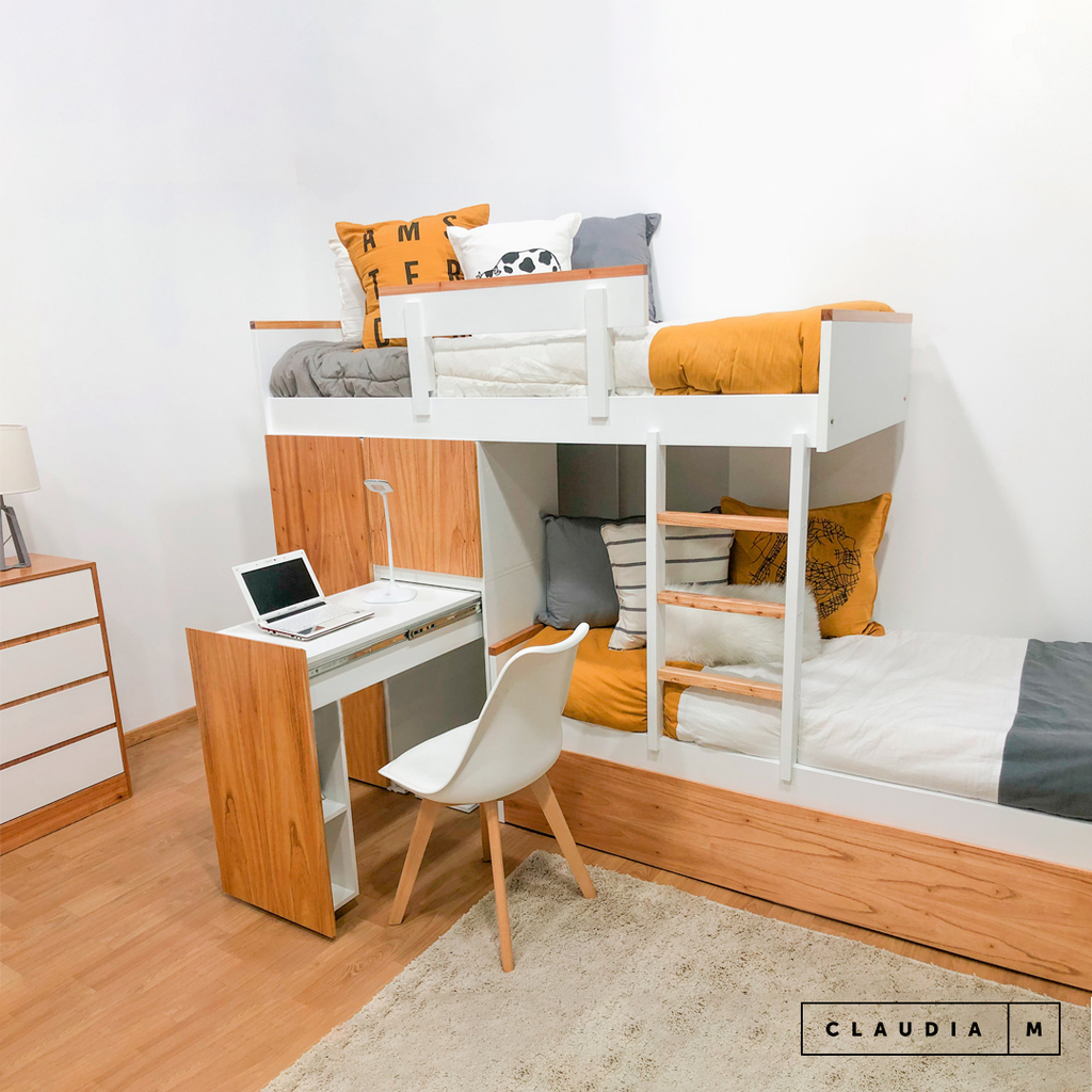 Cucheta Desplazada RE90 con ropero, escritorio y mesa de luz