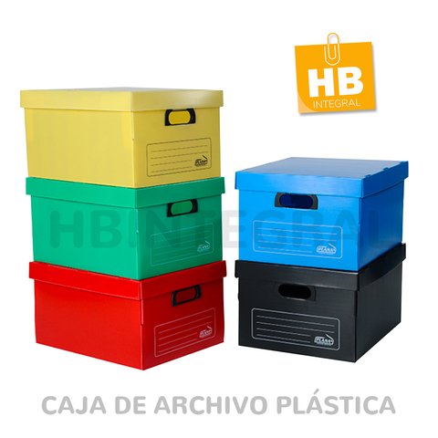 CAJA ARCHIVO PLASTICO PLANA 804 CON TAPA AMERICANA 45x35x25 cm - Pack x10