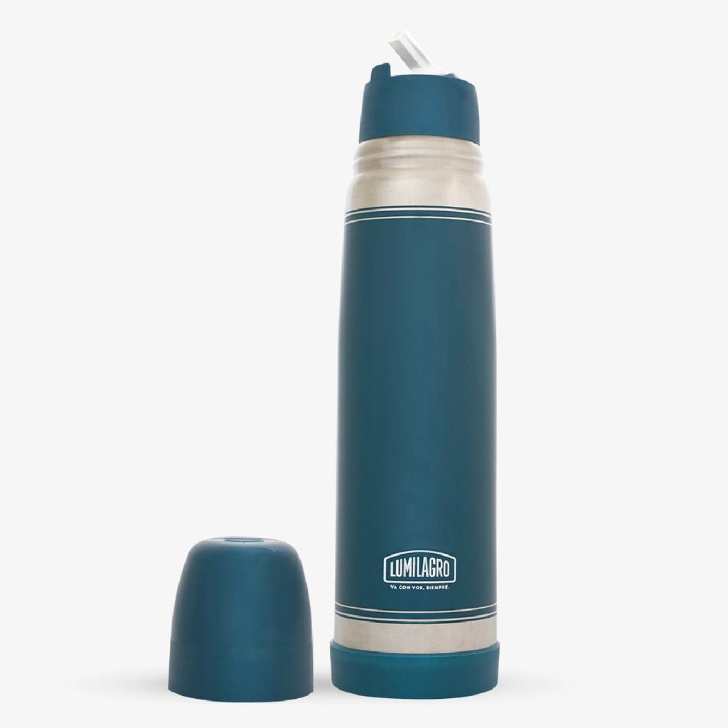 Termo Luminox azul de acero 1 litro Lumilagro