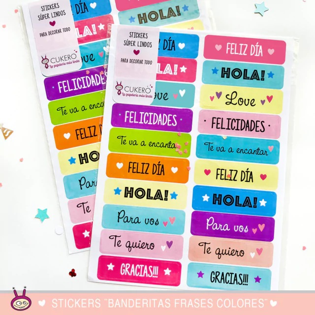 Stickers ¨Banderitas Frases Colores¨ - Cukero