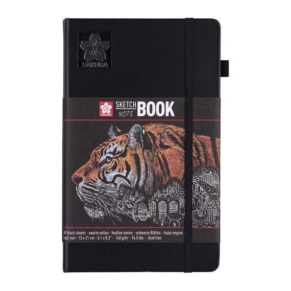 Cuaderno/sketchbook 13x21 cm 80 páginas papel negro 140 g