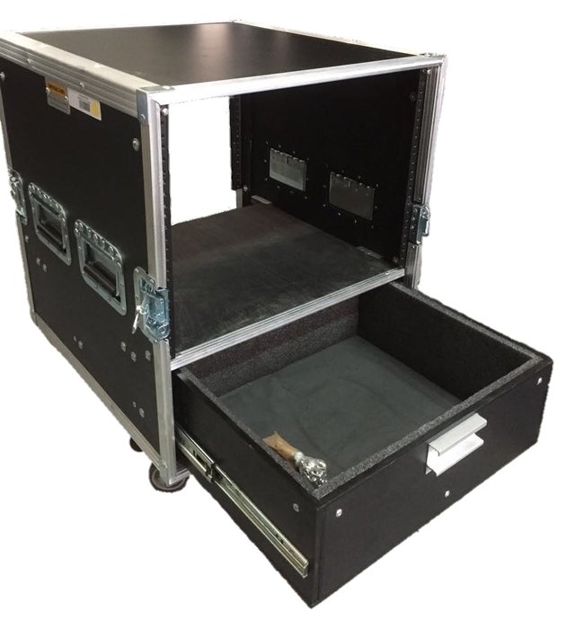 Flight Case Rack 10u + Gaveta E Rodas - Universalcases