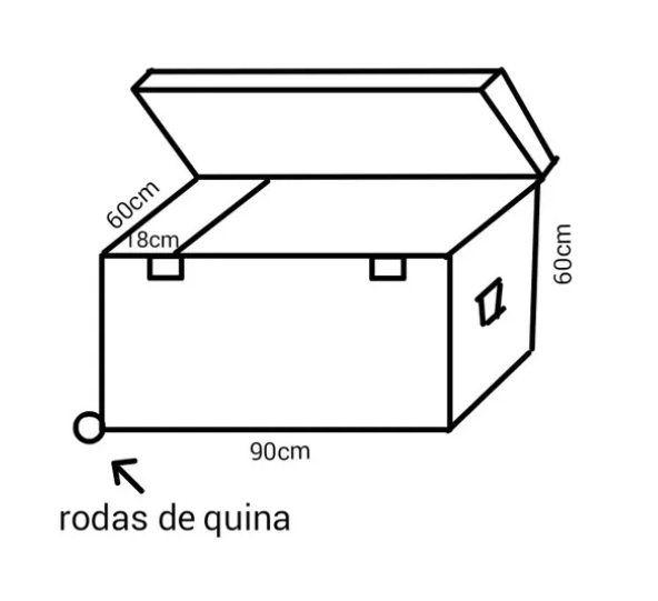 Case Bau 90x60x60 Com Rodas De Quina E Divisão Interna MLZ