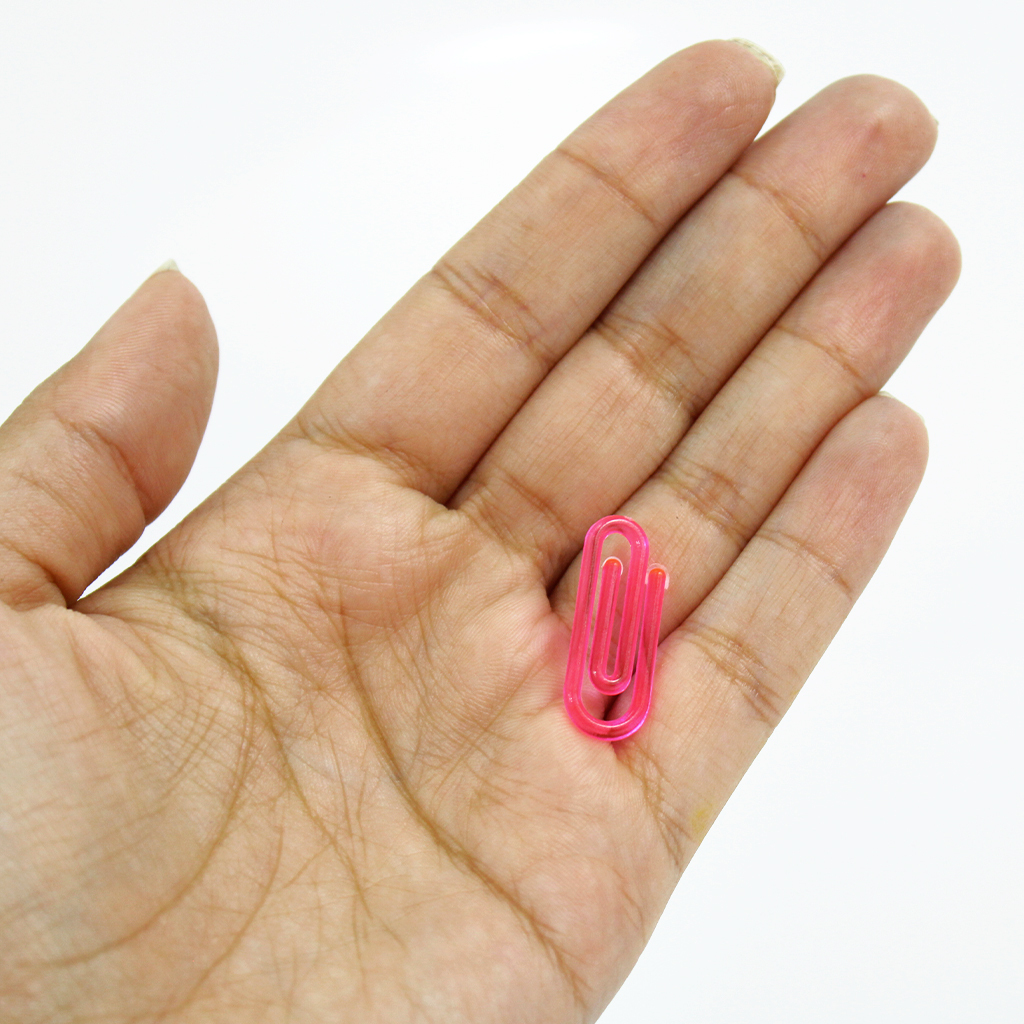 Clips Plástico Para Decoração Escritório 2,5cm Rosa - 100 Unidades