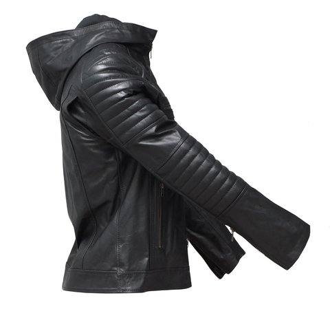 Campera de cuero con capucha Moto Biker