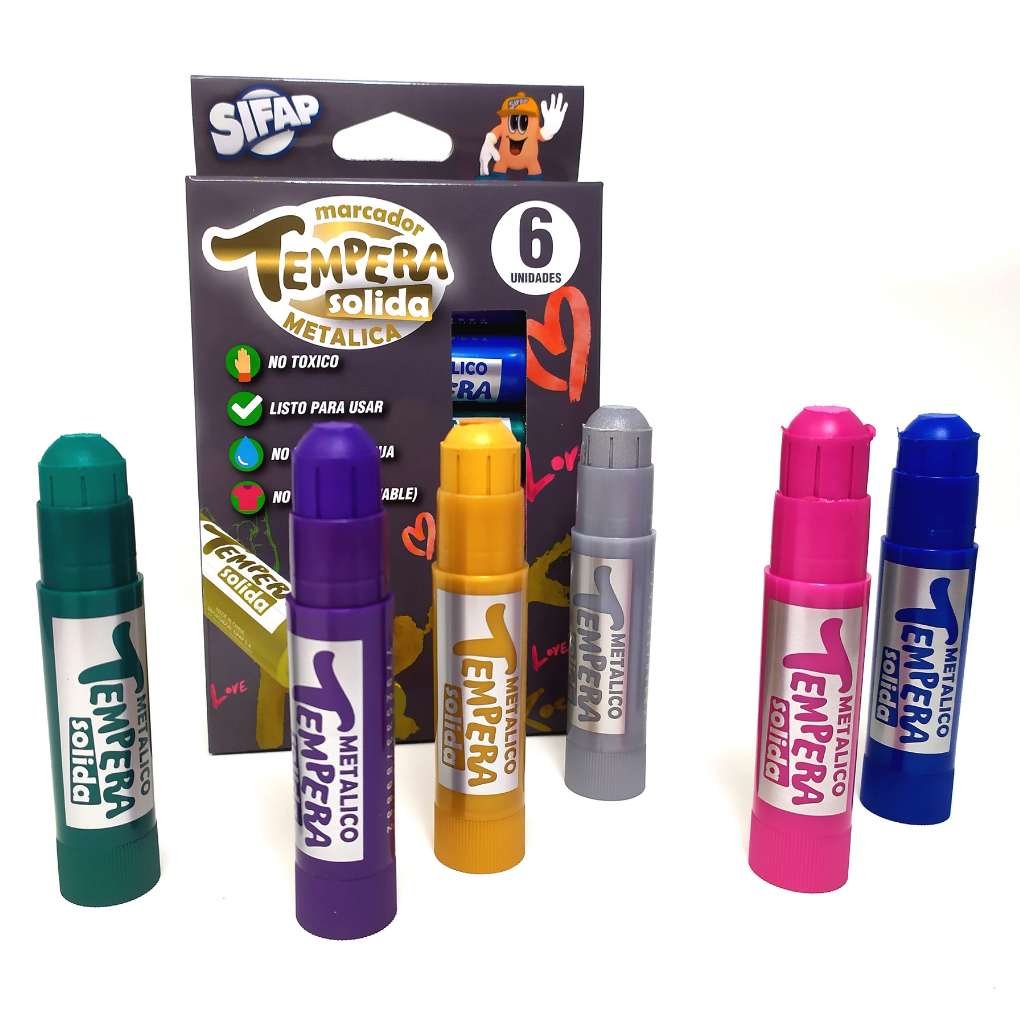 Témpera Sólida 6 Colores Pasteles Sifap - Colorearte