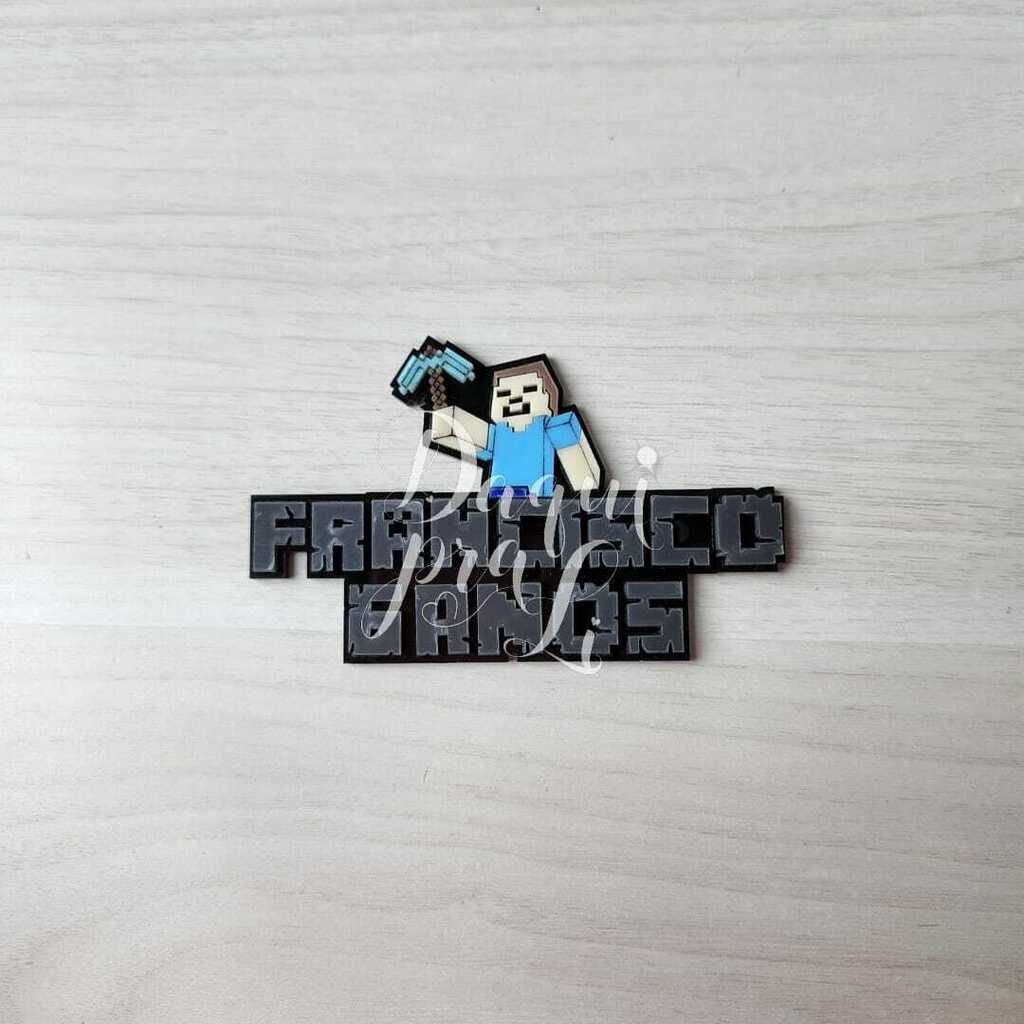 Aplique Duplo - Nome + Idade Temático Minecraft (1 Unid)