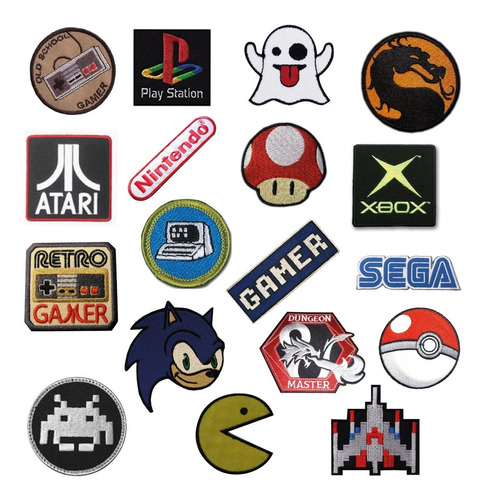 10 Parches Bordados Apliques Retro Gamer Geek Videojuegos