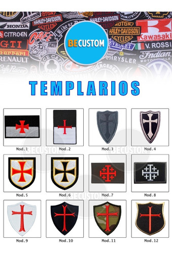 20 Parche Aplique Bordado Escudo Orden Caballeros Templarios