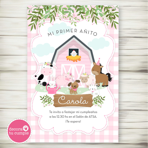 Kit Imprimible granja rosa pastel nena 02