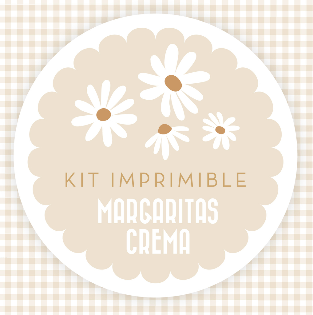 Kit imprimible flores margaritas crema