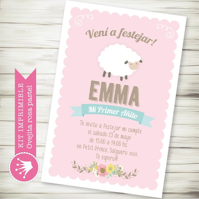 Kit imprimible Oveja Rosa - Comprar en decora tu cumple