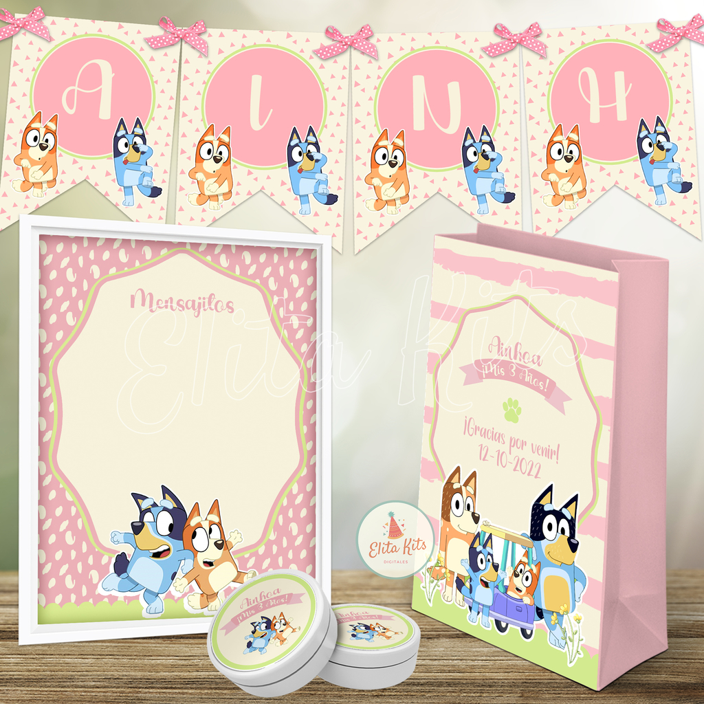 Kit imprimible Bluey Nena, personalizado