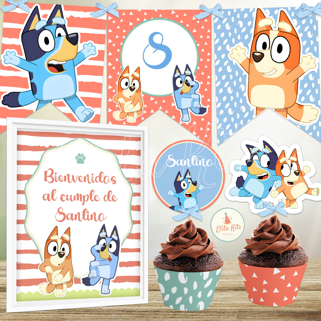 Kit imprimible Bluey Varón, personalizado