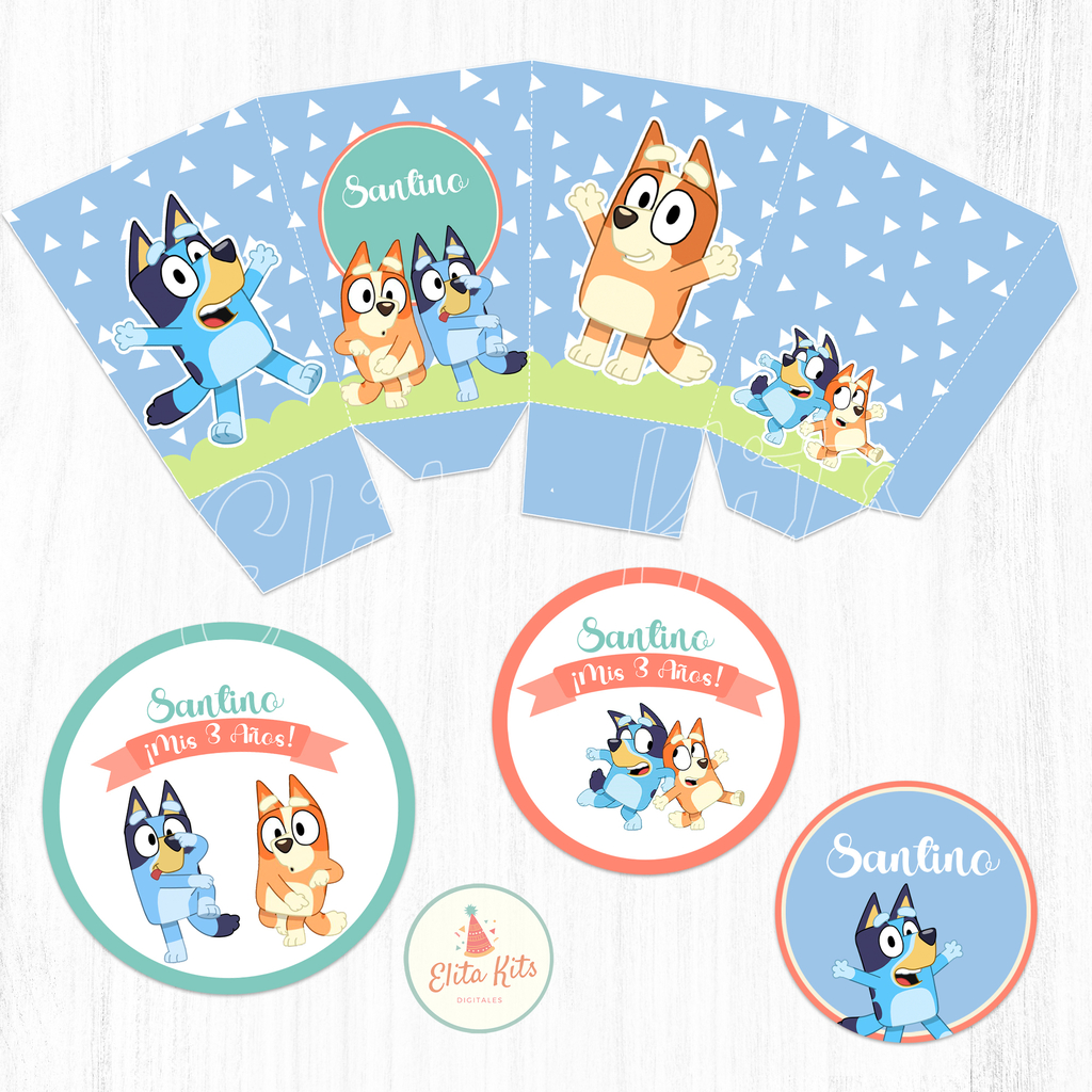 Kit imprimible Bluey Varón, personalizado