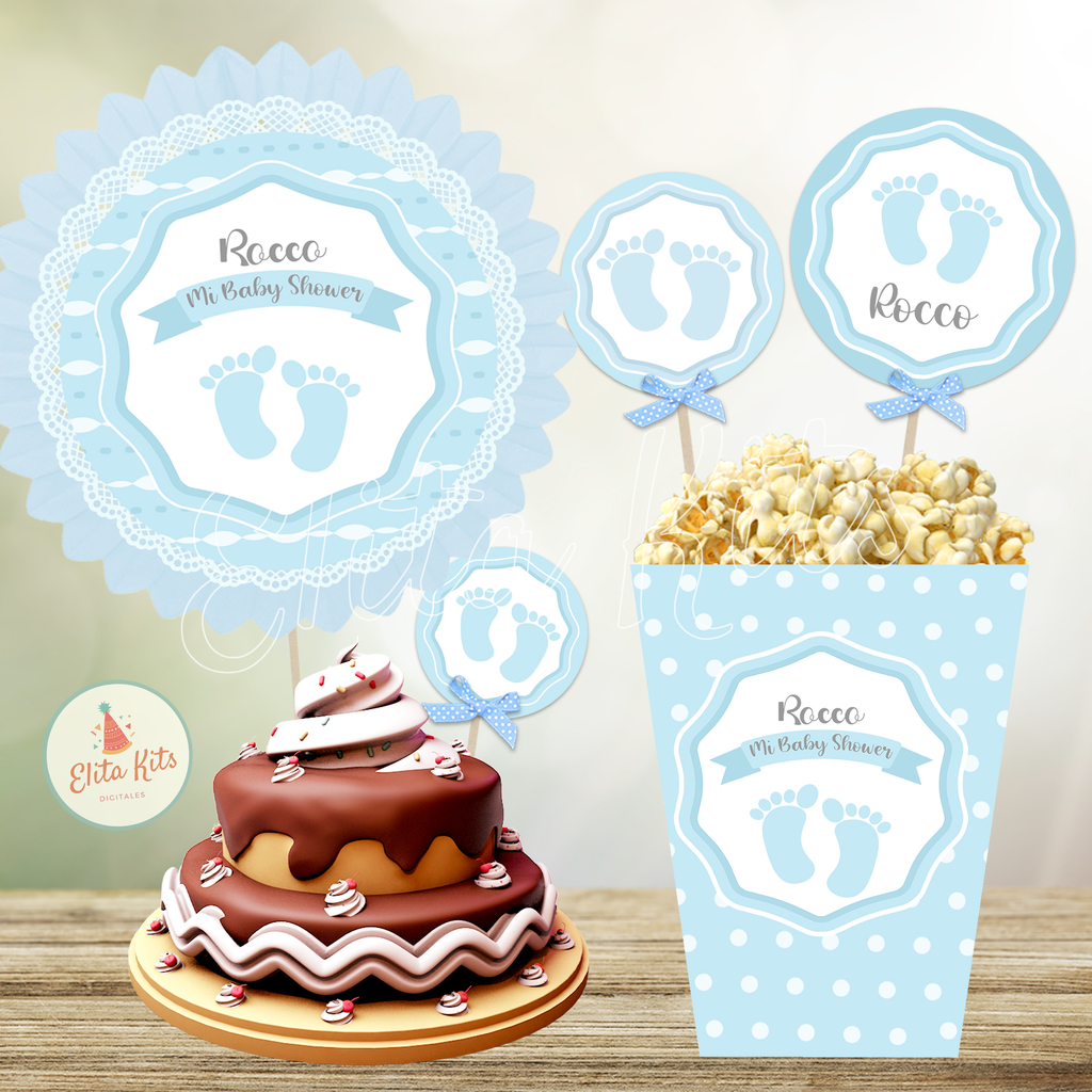 Kit imprimible piecitos bebé varón