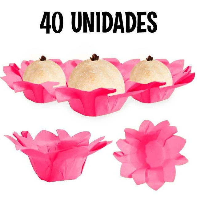Forminha de Flor Dalia Doces Finos Festas Casamento 40 Un. Várias Cores