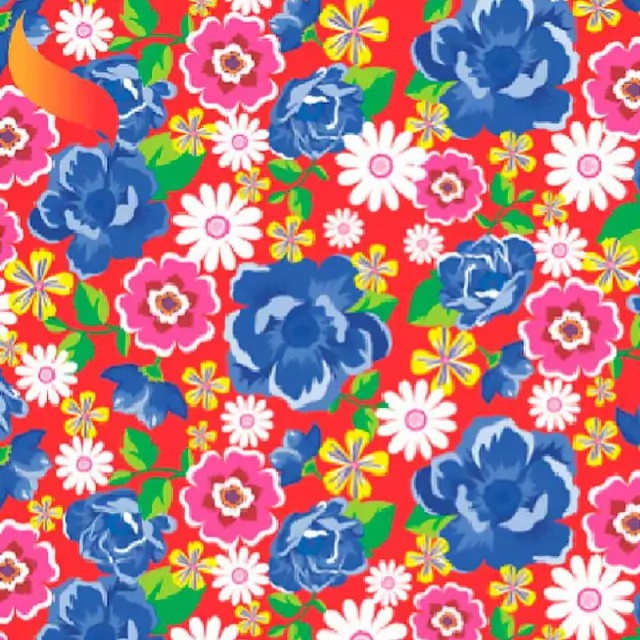 Tecido TNT Estampado Florido Flores Chita Vermelho 1,4m x 2m