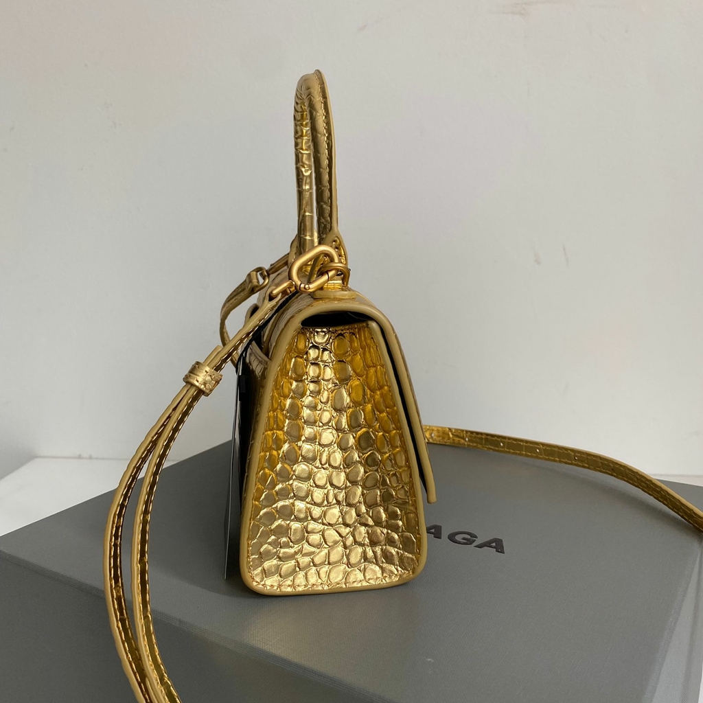 BOLSA XS HOURGLASS DOURADA ITALIANA - ITALY BAGS