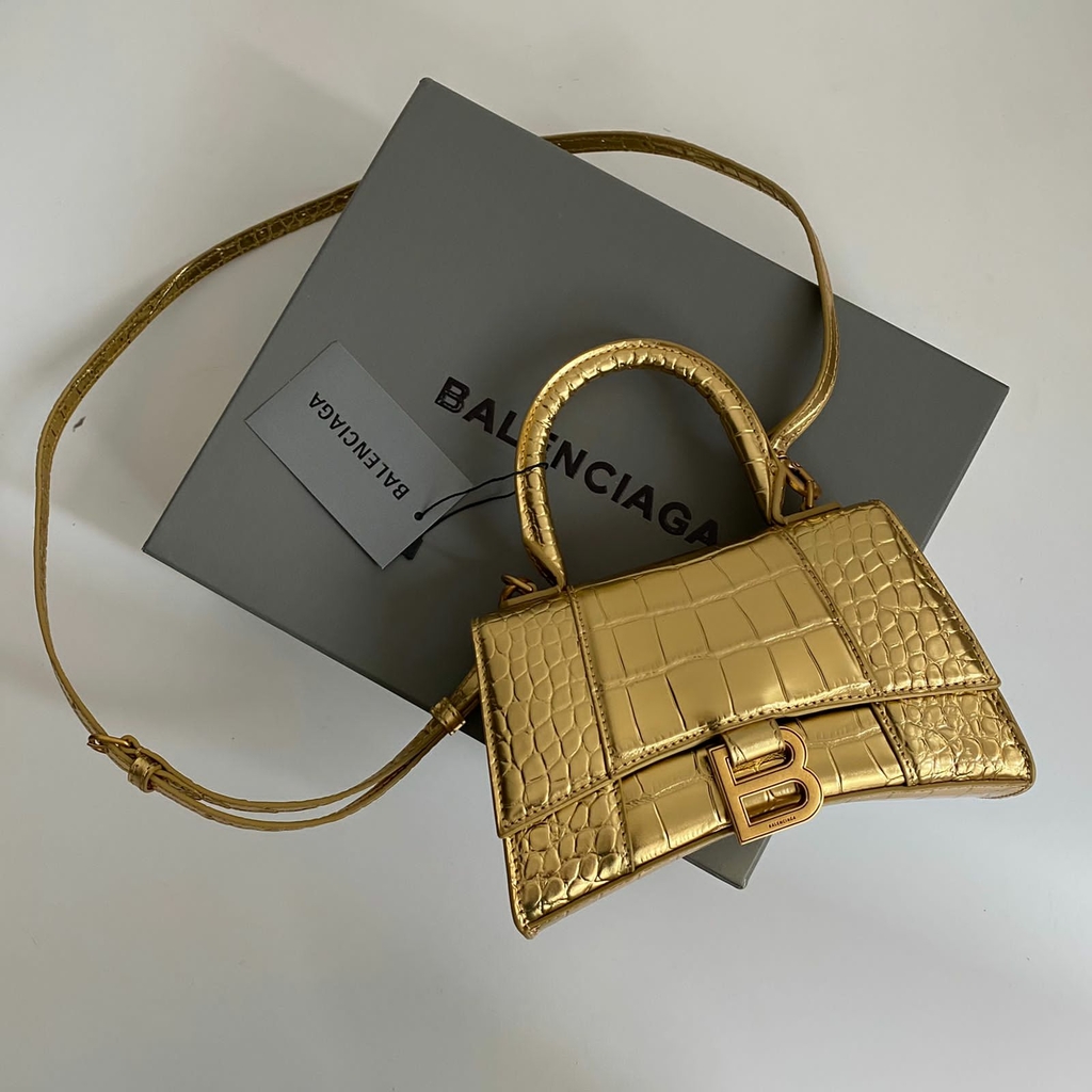 BOLSA XS HOURGLASS DOURADA ITALIANA - ITALY BAGS