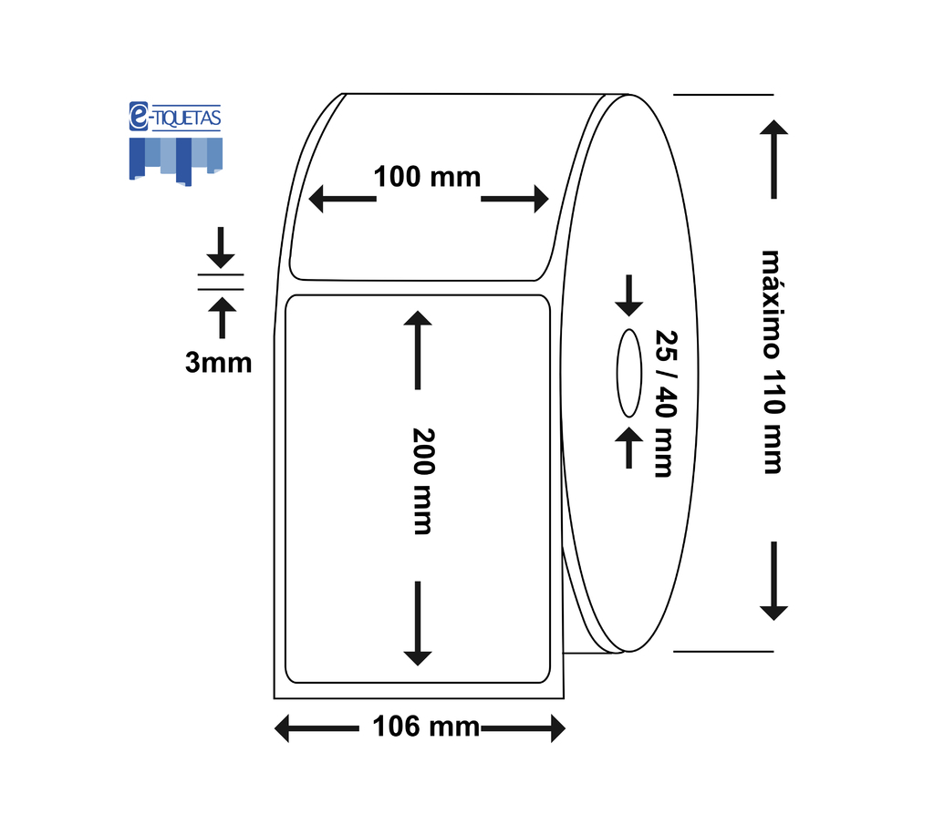 Rollo Etiquetas Autoadhesivas termico top 100x200 Mm 250 unid C/ Corte ...