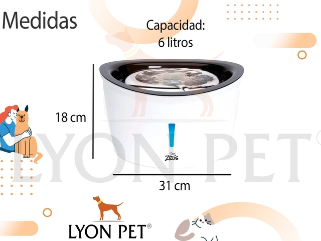Fuente Bebedera Para Perros Zeus Acero Agua Fresca 6 Litros