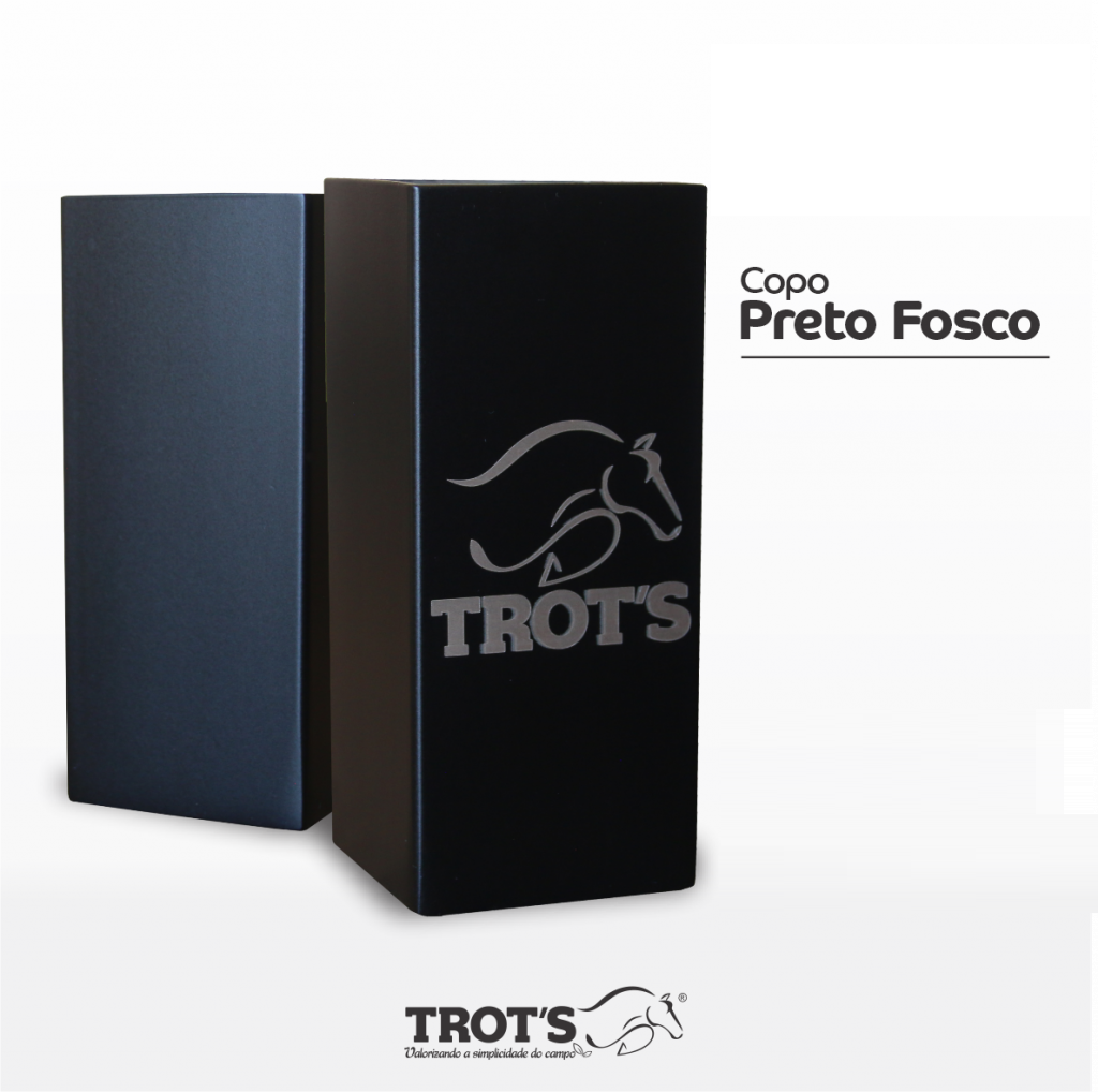 Copo Inox Trots Quadrado Preto Fosco 250ml