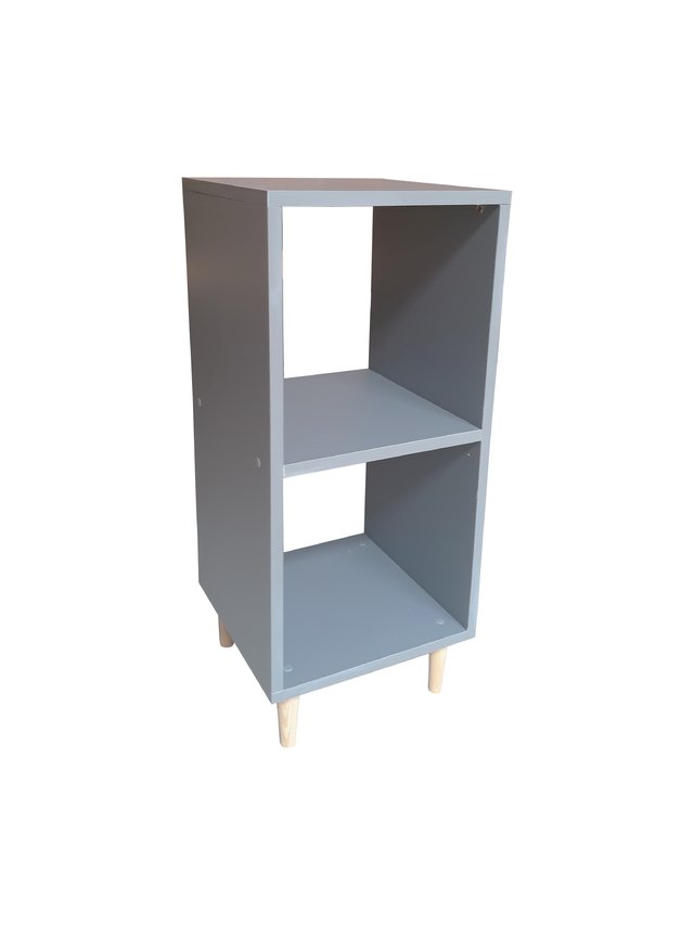 Mesa de Cabeceira MDF Cinza 30x30x60cm Pé Palito Mesinha De Canto