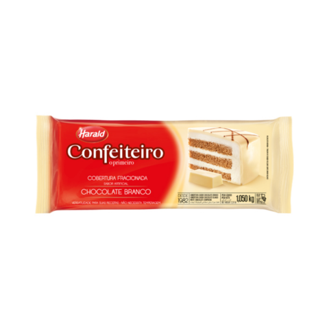 Barra de Chocolate Cobertura Fracionada, Branco, Confeiteiro - Harald