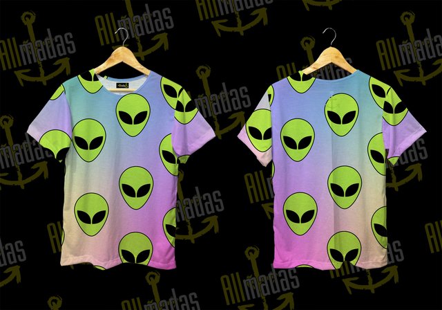 Green Alien Heads on Pattern - Comprar em Allmadas