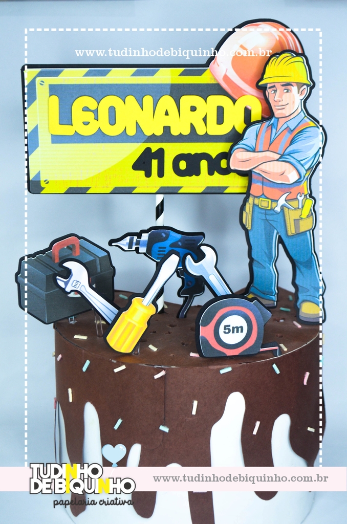 Topo de Bolo Construtor - Tudinho de Biquinho