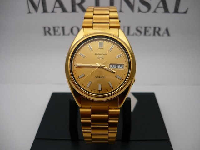 Seiko 5 Clasico Automatico Dorado Snxs80k Fotos Reales