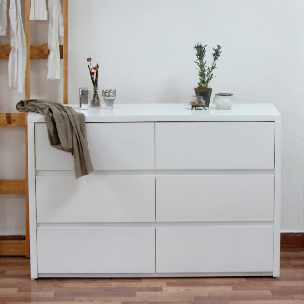 Cómoda Brooklyn de 8 Cajones laca blanca 120x100 alt. Cm - LMO