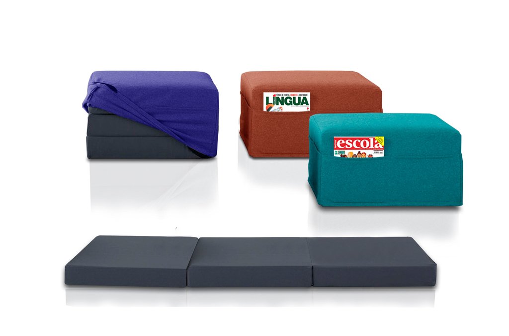 Puff Cama De Solteiro Modelo 077 - Puff Que Se Transforma Em Sofá Cama ...