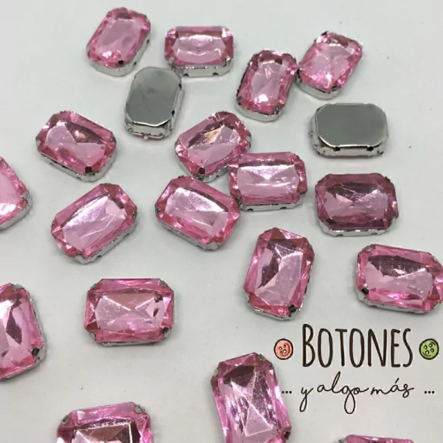 GEMA OCTAGON ROSA ENGARZADA - 13 X 18MM (COD:823)