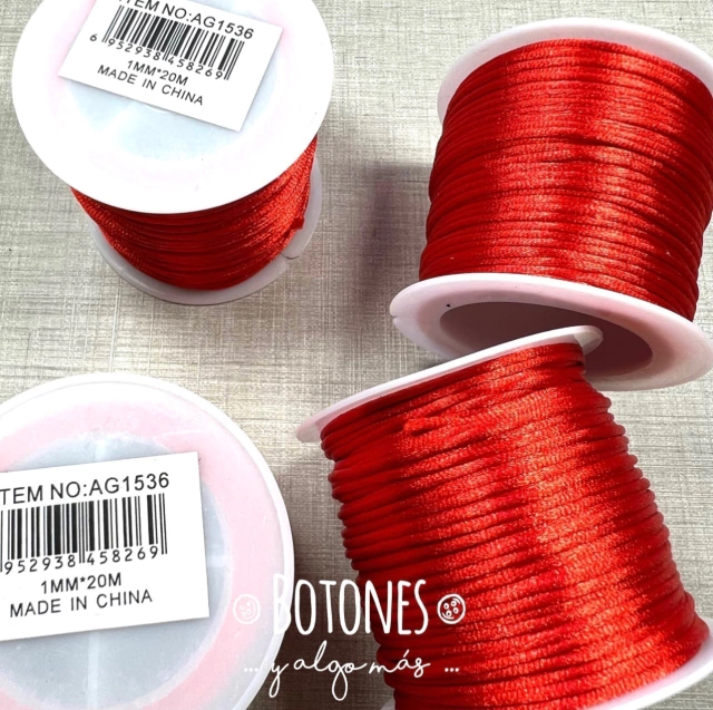HILO DE SEDA ROJO 1 MM - ROLLO 20 MT- (COD: 2425)