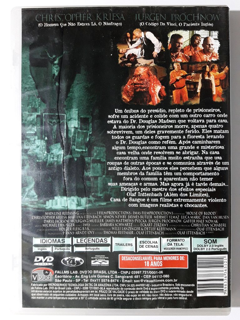 DVD A Casa de Sangue House Of Blood Olaf Ittenbach Original