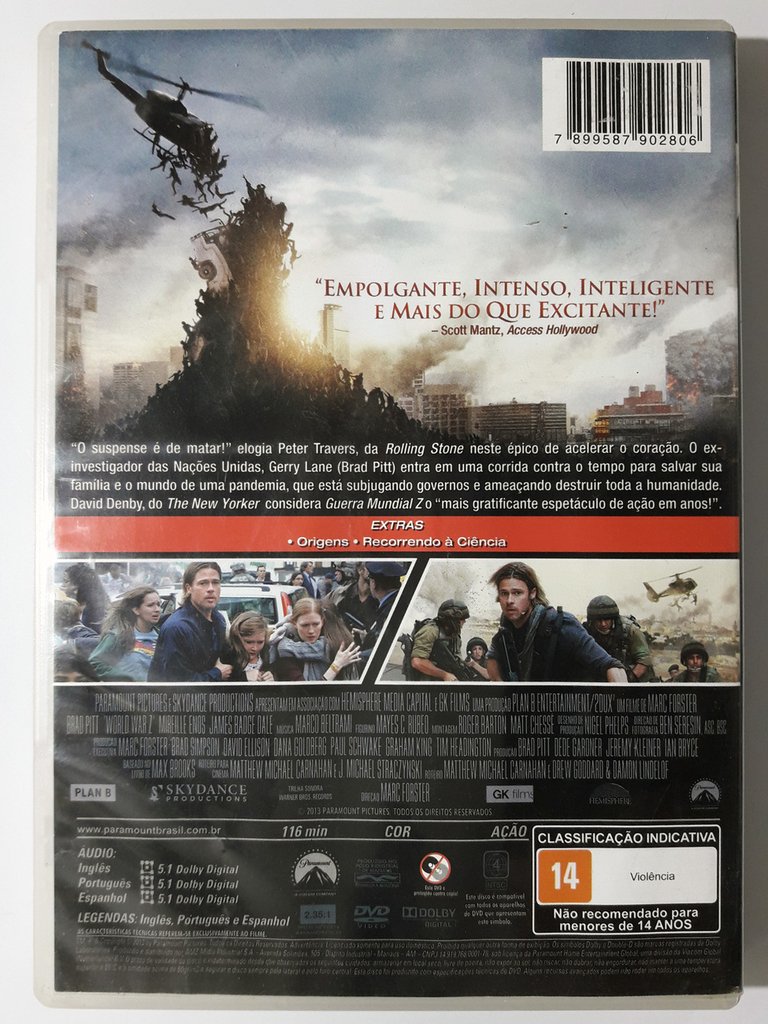 DVD Guerra Mundial Z Brad Pitt Mireille Enos World War Original