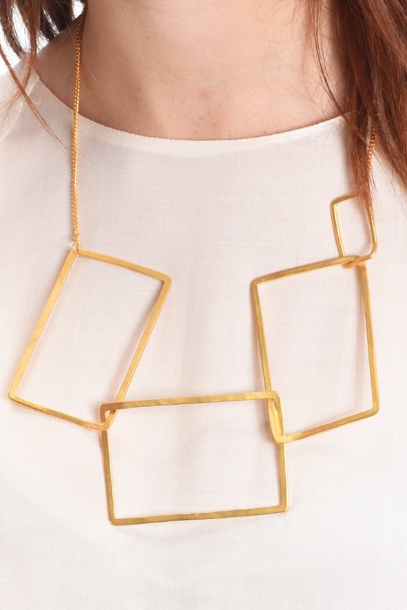 COLLAR 4 RECTANGULOS DORE. - Comprar en La joyeria