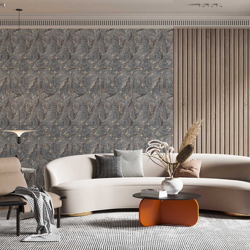 Envelopamento Mármore Cinza Gold - Colai Adesivos