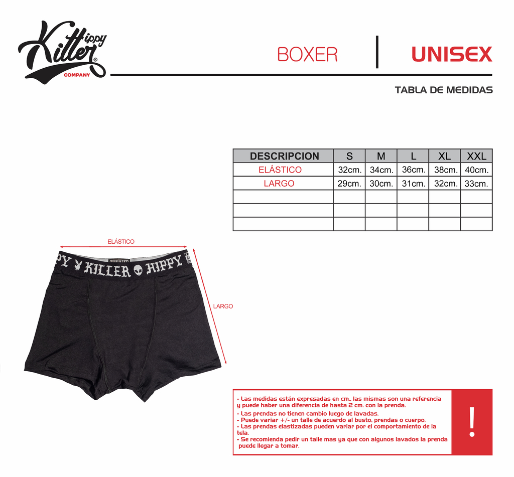 TABLA DE MEDIDAS DE BOXER - Comprar en Hippy Killer