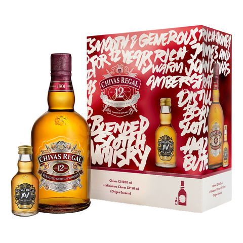 Chivas Regal 12 años 1000ml + Mini Chivas XV 50ml