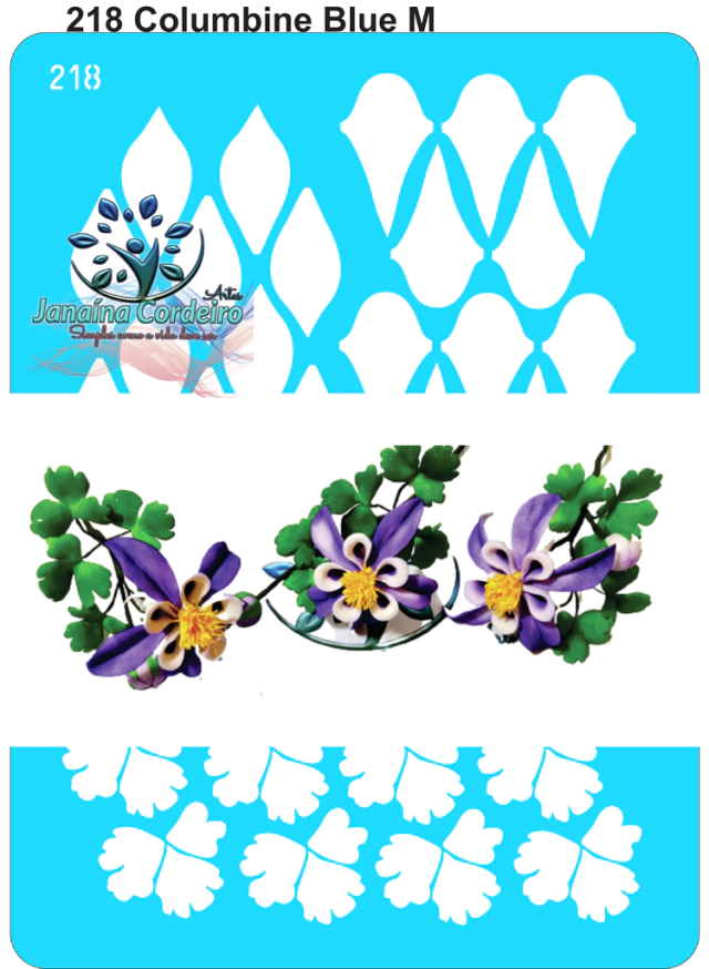 218 - Stencil Columbine Blue - janaina cordeiro artes