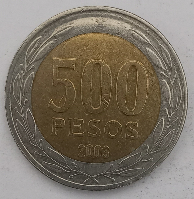 Chile 500 pesos, 2003 - Bimetálica - Moedas e Cédulas