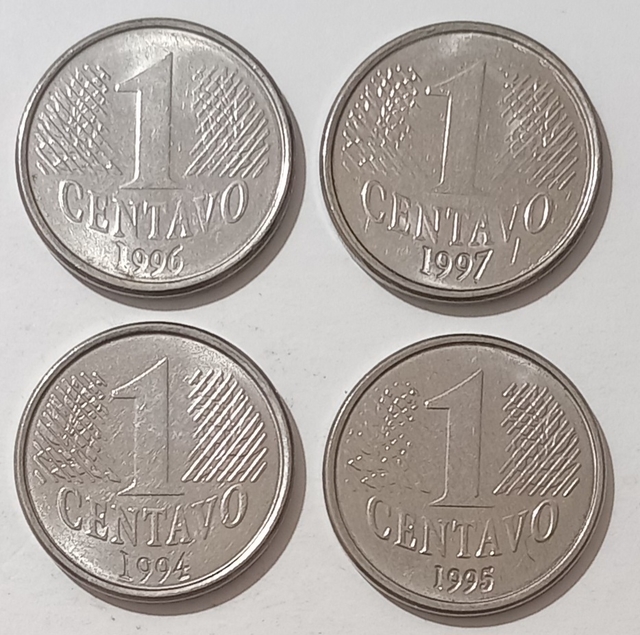 SET 1 Centavo Real 1° família 1994 , 95 , 96 e 1997