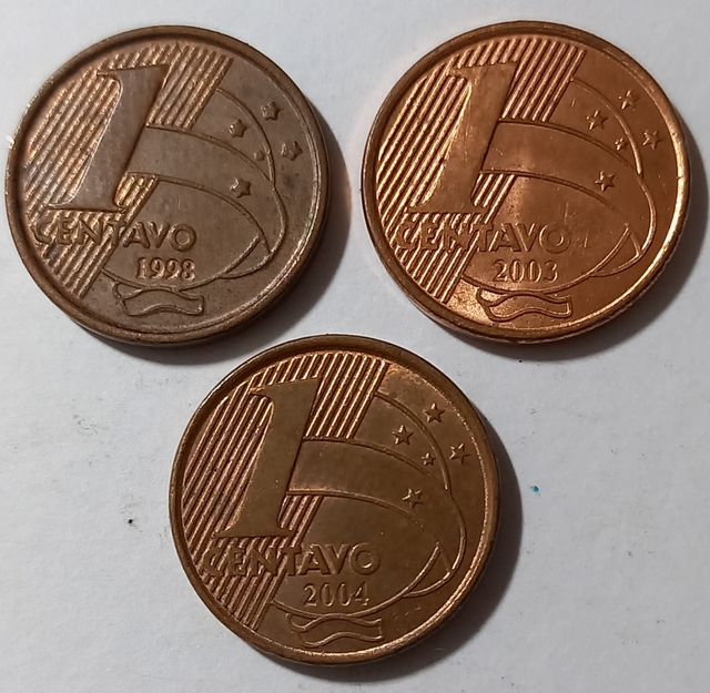 3 Moedas 1 Centavo Real Anos Diversos