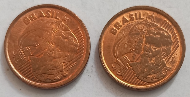 Lote 2 Moedas 1 Centavo Real - Moedas e Cédulas