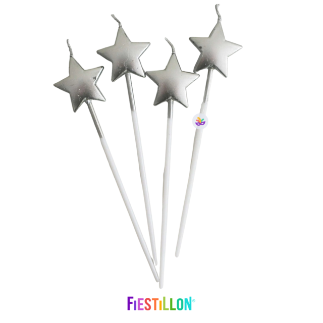VELAS ESTRELLAS PLATEADAS - Comprar en FIESTILLON